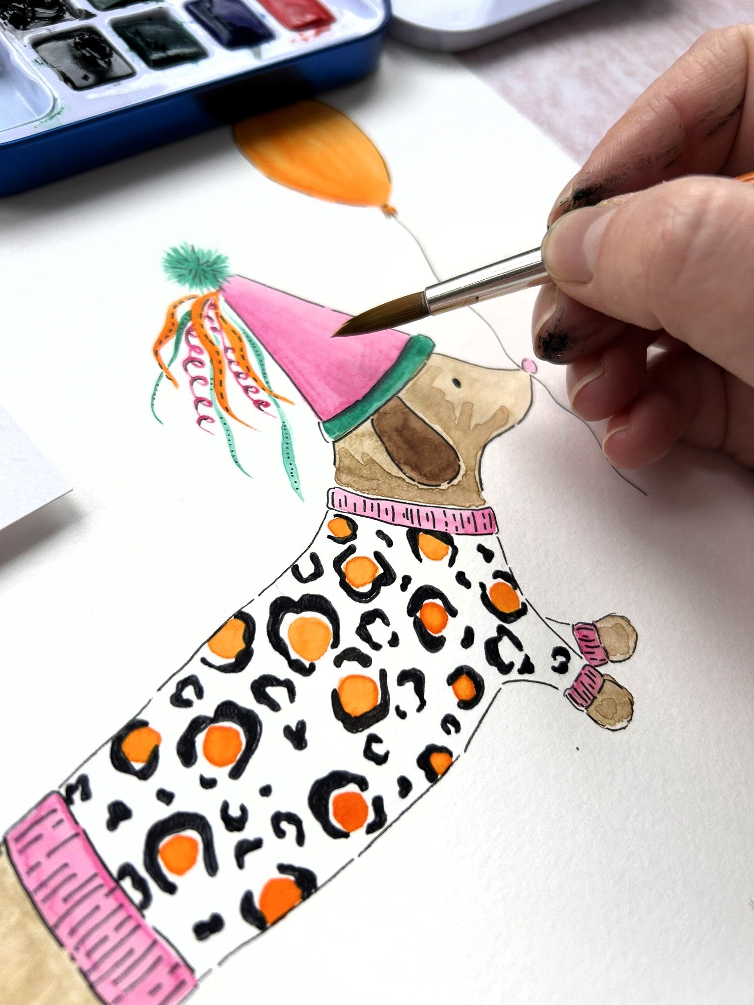 Sausage dog Watercolour Workshop in Hampshire | Alison Jane Calligraphy